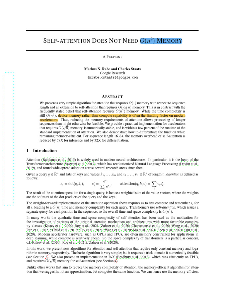 Memory-Efficient Attention Mechanism | PDF | Computing