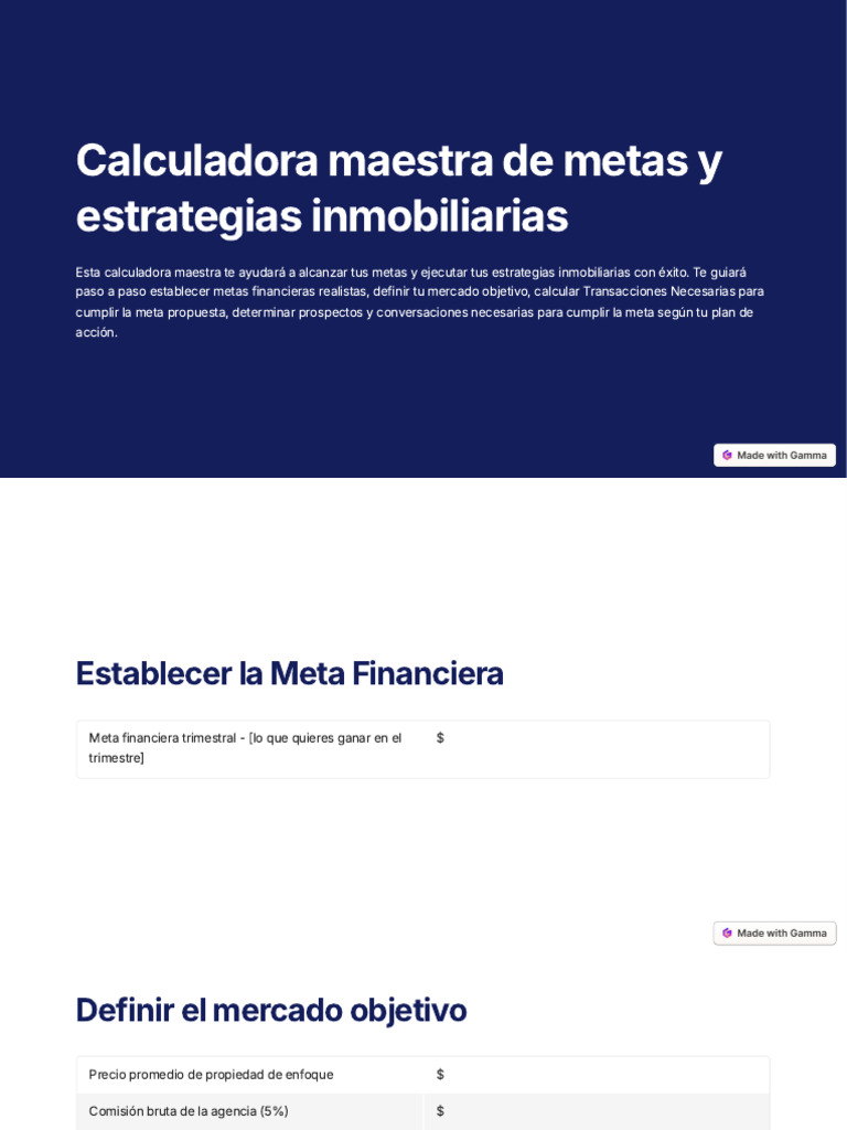 Calculadora Maestra de Metas y Estrategias Inmobiliarias | PDF | Economias