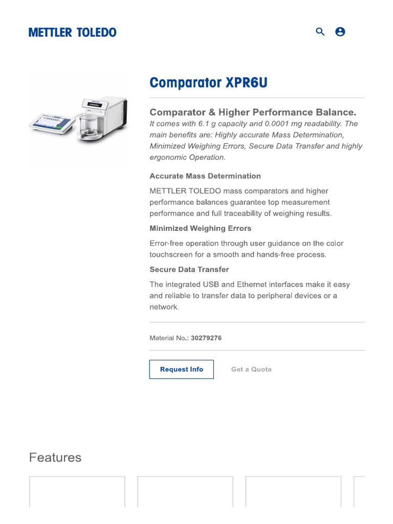 XPR6U Comparator XPR6U Micro Balance | PDF