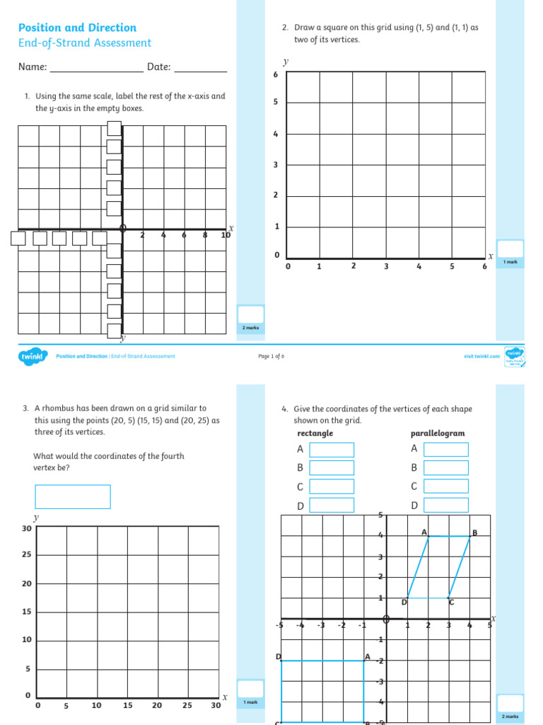 Year 1 Position & Direction Assessment | PDF | Elementary Geometry ...