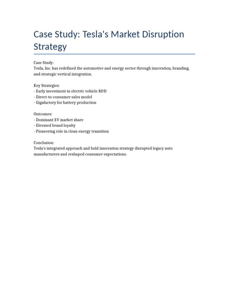 Case Study Tesla Strategy | PDF