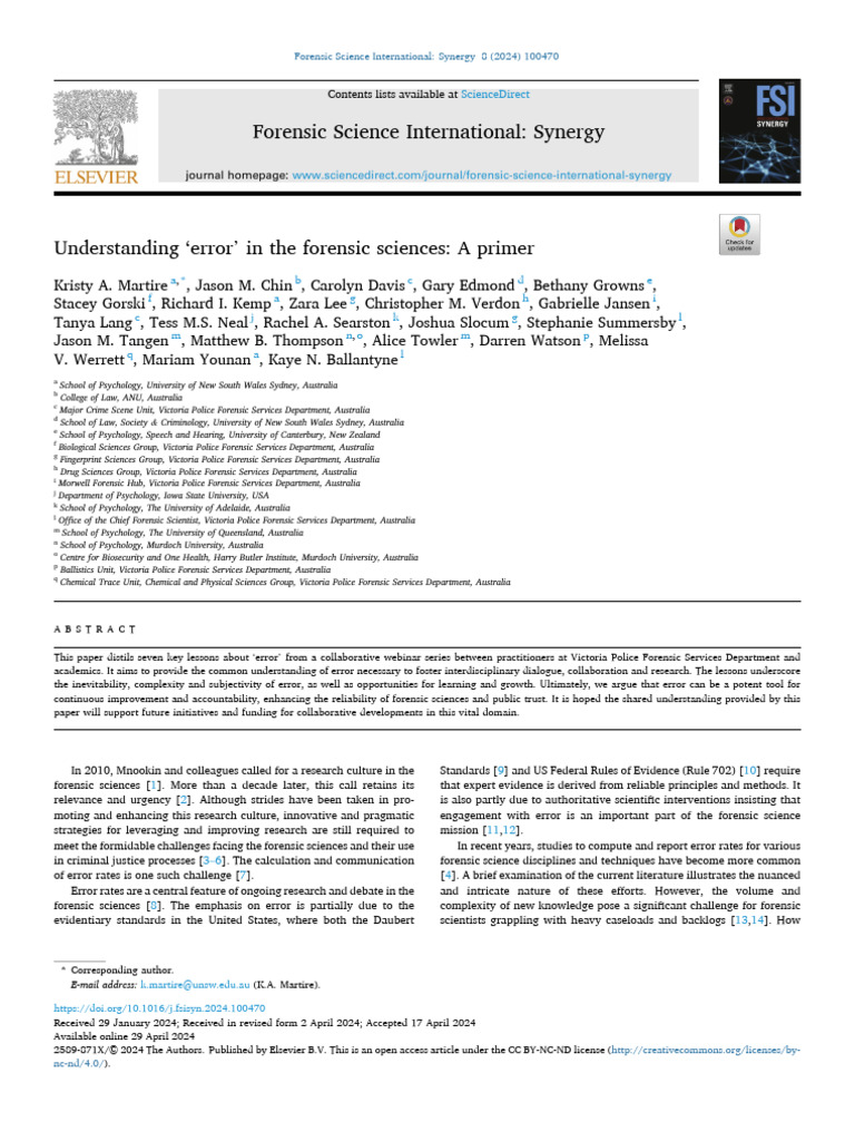 Understanding Error in The Forensic Sciences A Primer | PDF | Forensic ...