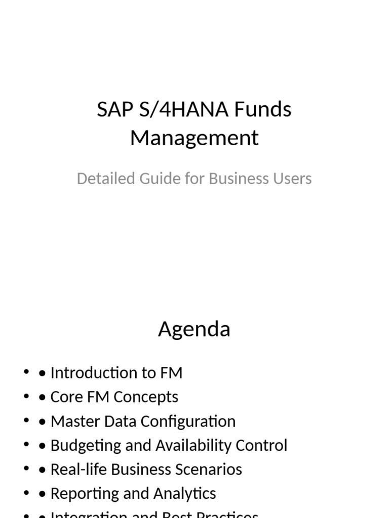 SAP S4HANA Funds Management Detailed Presentation | PDF
