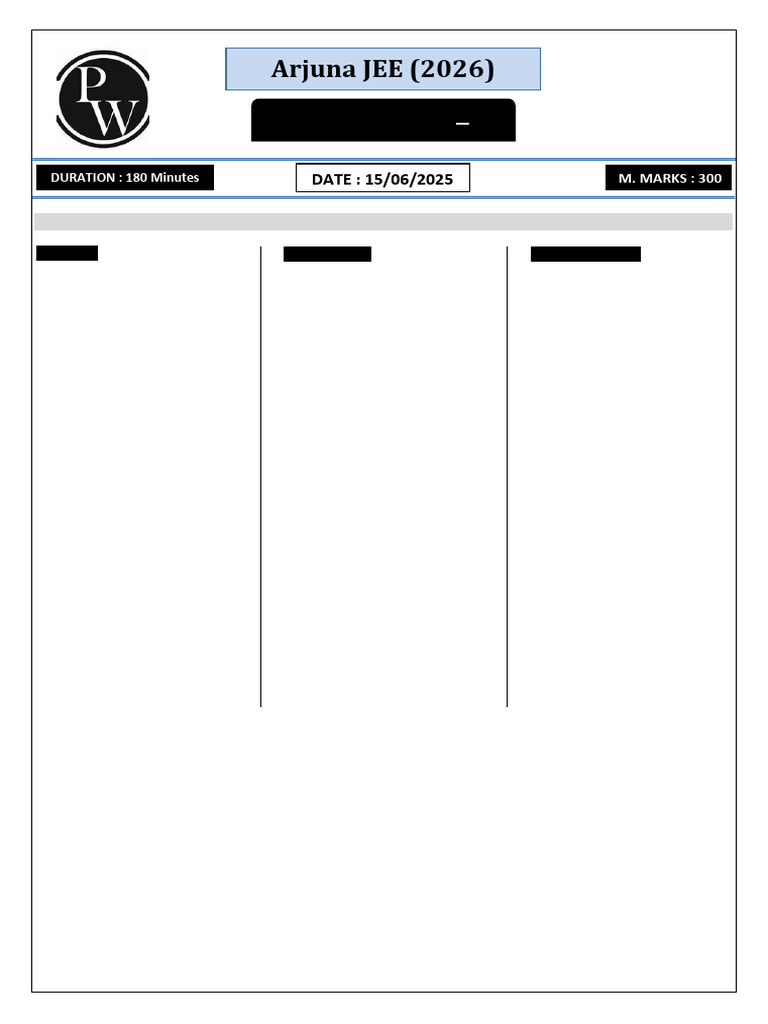 Practice Test-02 - Arjuna JEE (2026) - 15!06!2025 - Solutions | PDF ...