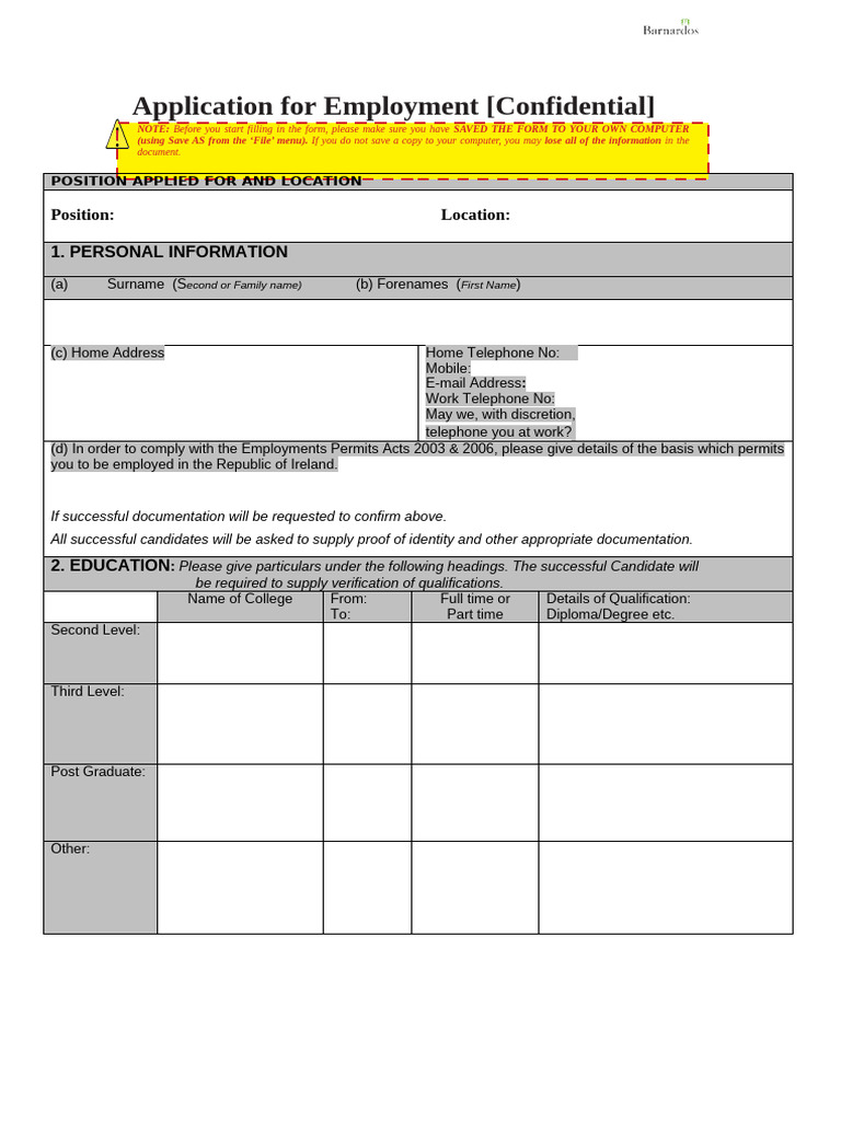 Barnardos Application Form | PDF | Criminal Record