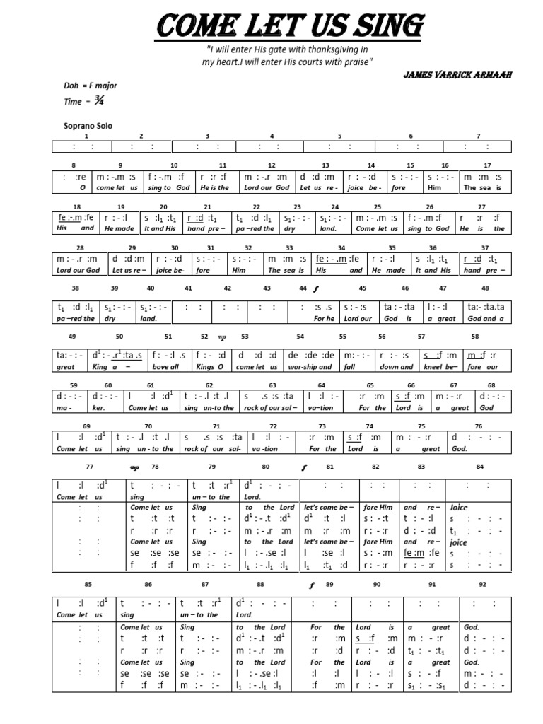 Come Let Us Sing to the Lord | PDF