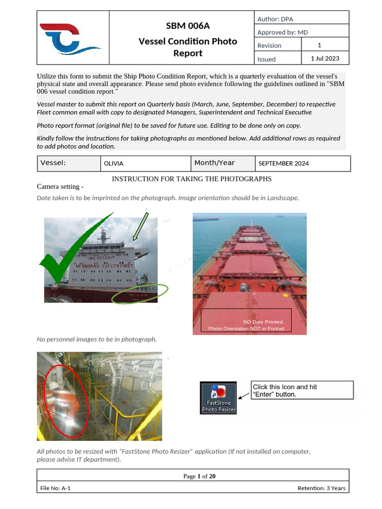 Vessel Condition Photo Report Guide | PDF | Photograph | Ships