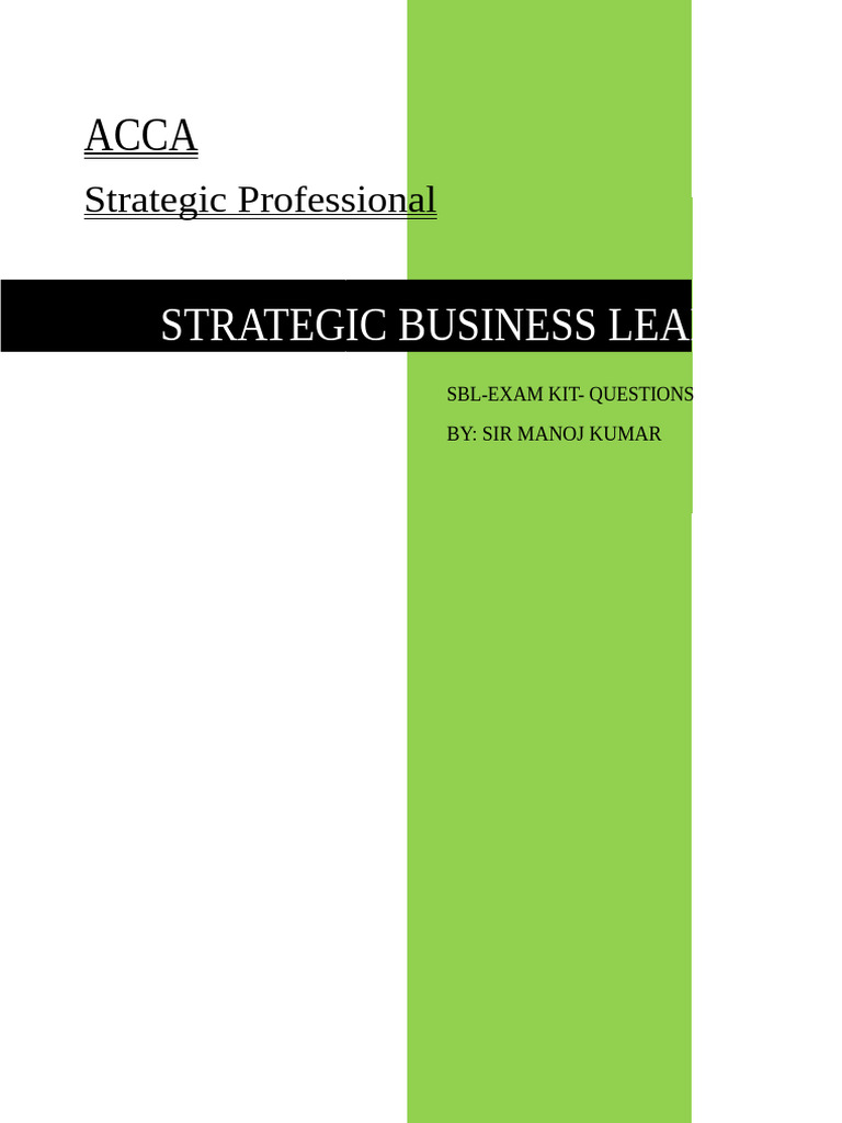 SBL Exam Kit Question p1&p3 | PDF | Business | Business Intelligence