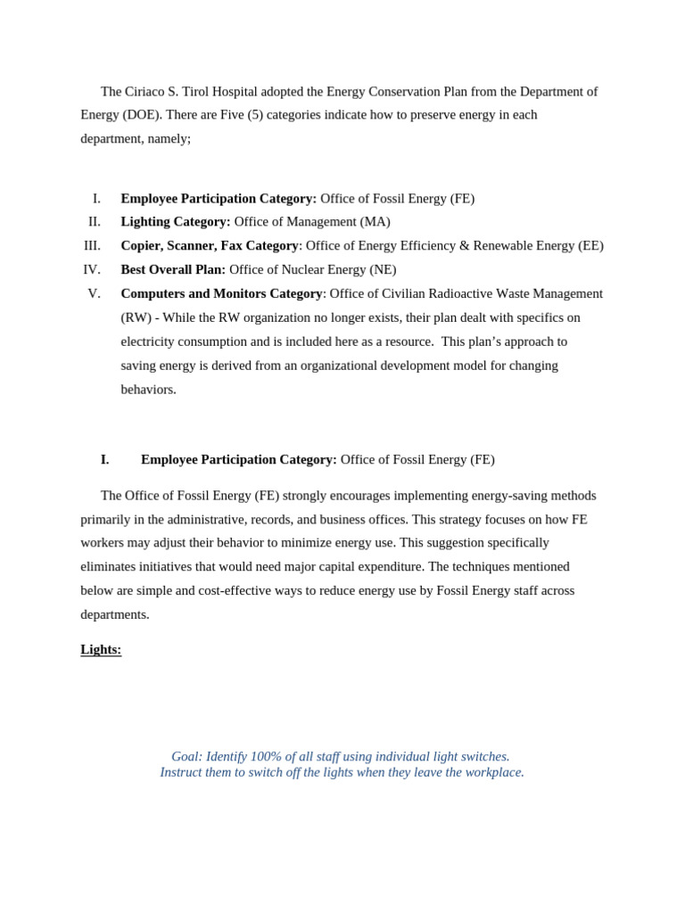 Energy Conservation Plan | PDF