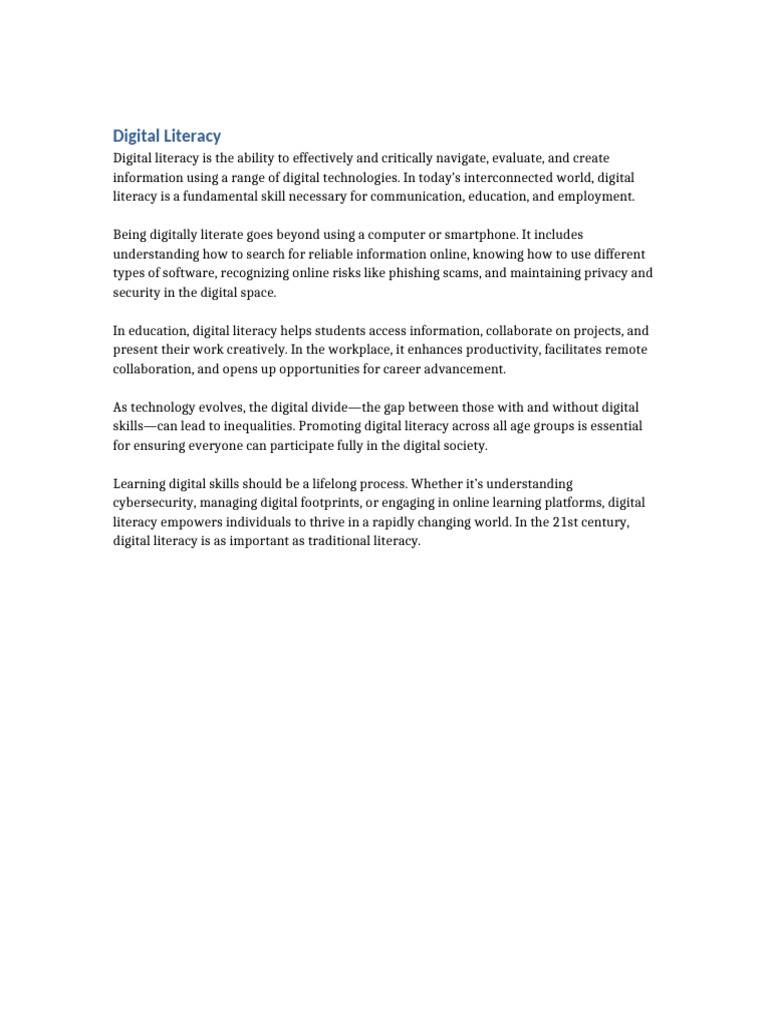 Digital Literacy | PDF