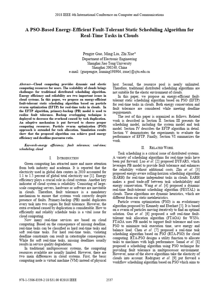 A PSO-Based Energy-Efficient Fault-Tolerant Static Scheduling Algorithm For Real-Time Tasks in ...