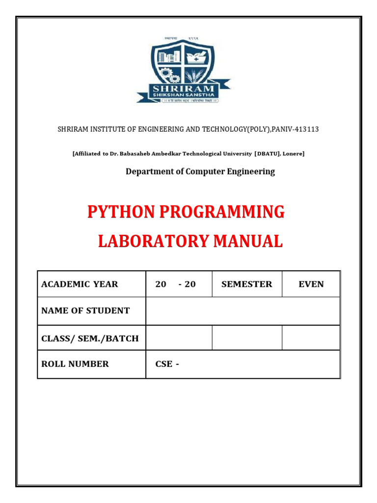 Python Lab Manual Dbatu Vivek | PDF | Area | Sphere