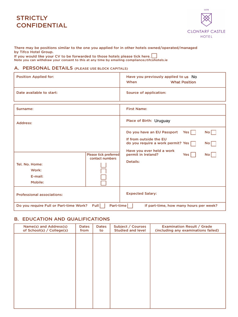 Generic Application Form - CCH M | PDF | Dermatitis