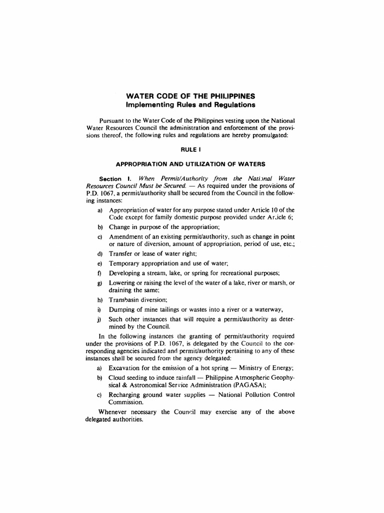 Water Code Regulations in the Philippines | PDF | Earth Sciences ...