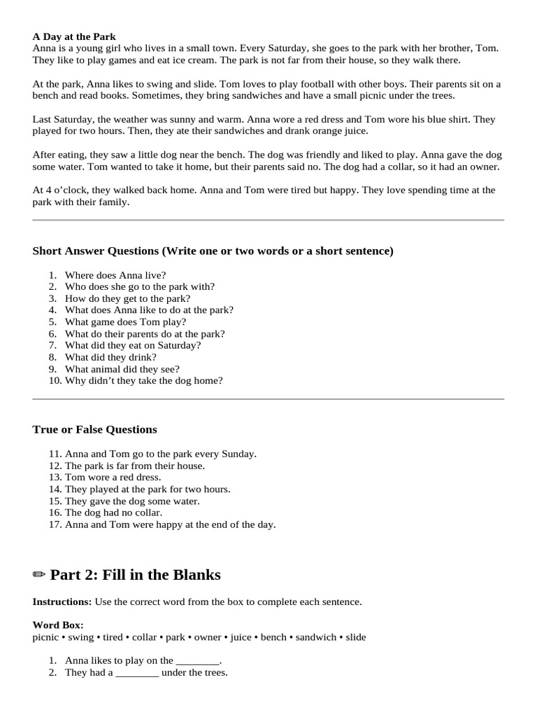 A Day of Fun at the Park | PDF | Supermarket