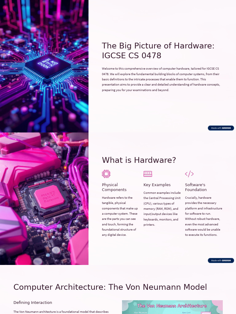 The Big Picture of Hardware IGCSE CS 0478 | PDF | Central Processing Unit | Computer Hardware