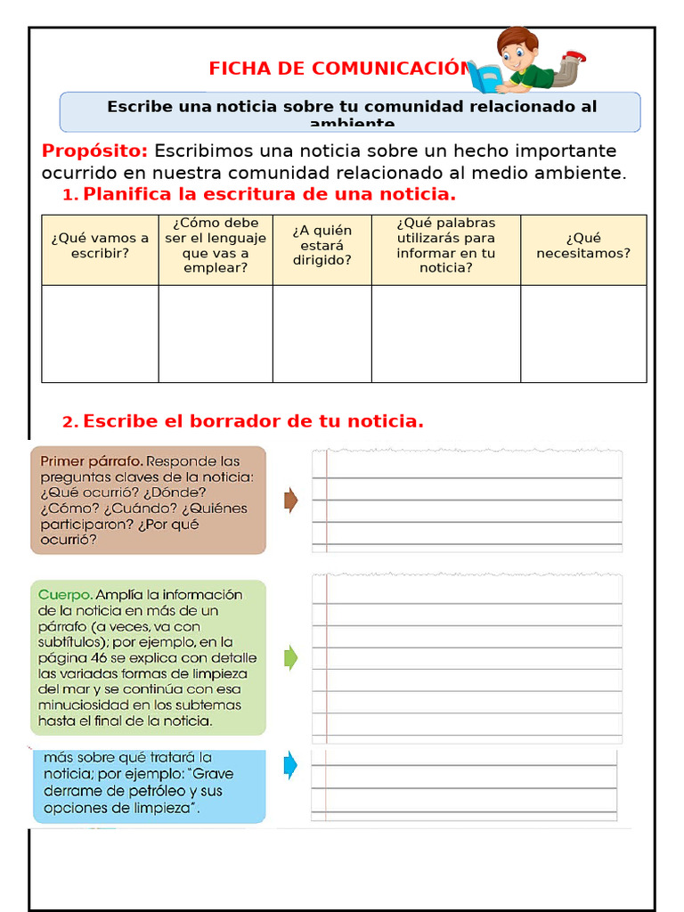Ficha Comu Mier 4 Escribe Una Noticia | PDF