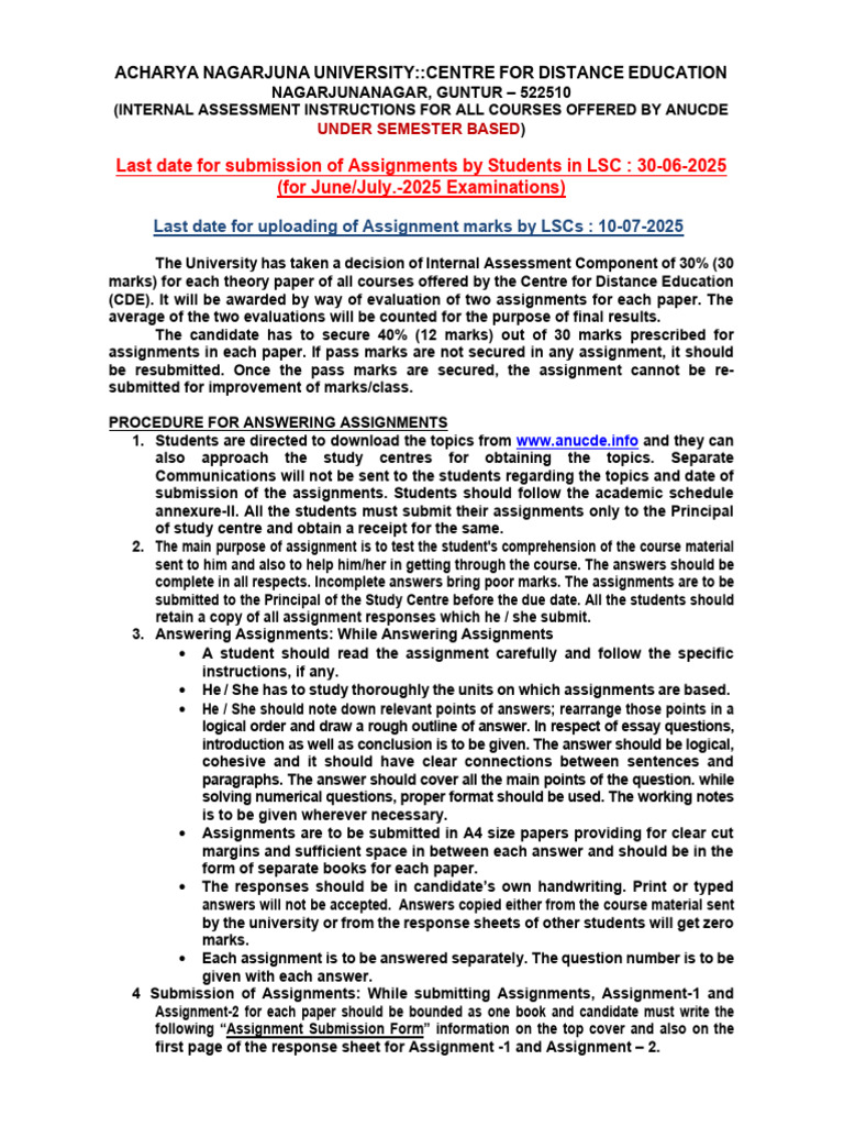 Assignments Instructions | PDF