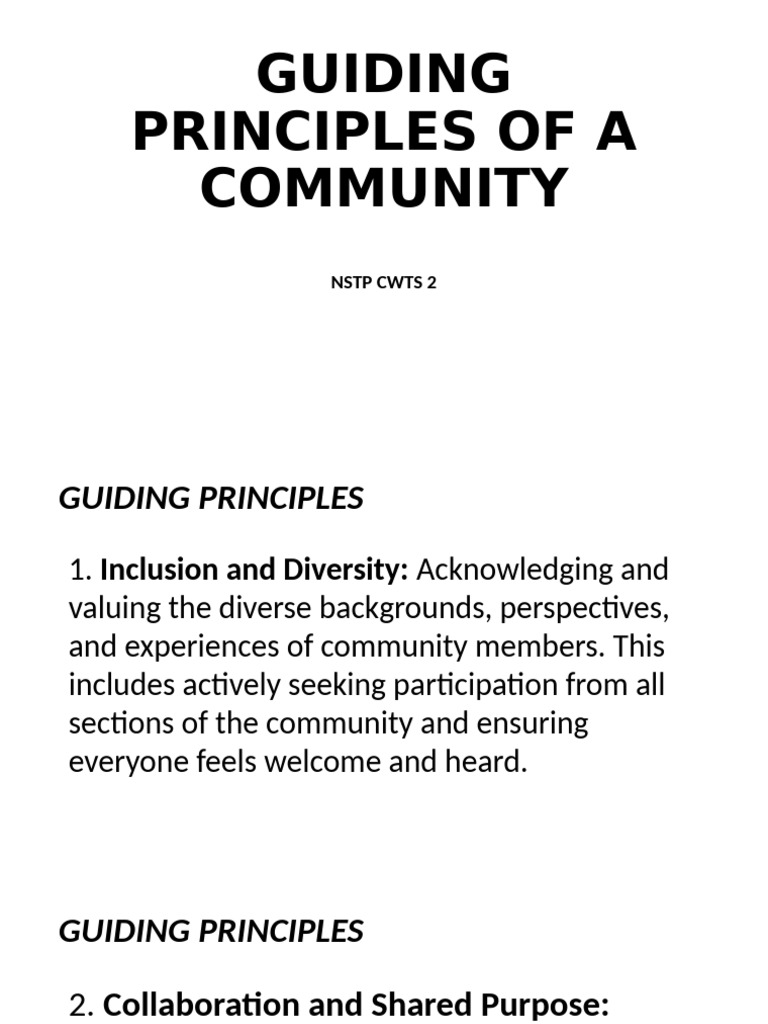 Guiding Principles of A Community | PDF