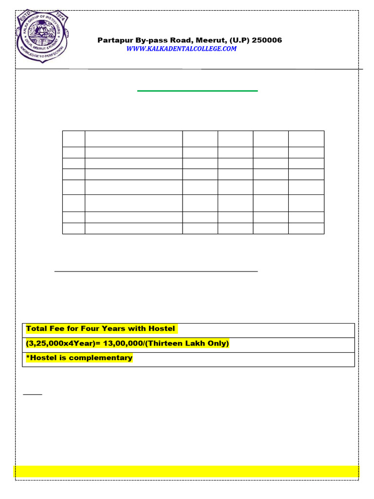 Bds Fee Final 2025-2026 | PDF