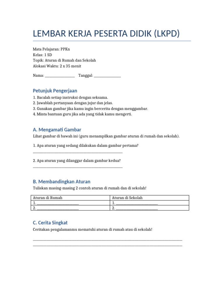 LKPD PKN Kelas1 | PDF