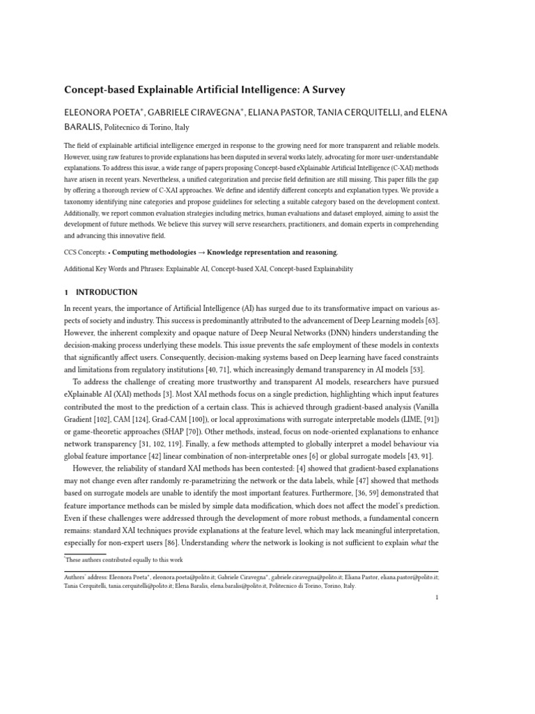 Concept-Based Explainable Artificial Intelligence: A Survey | PDF | Artificial Intelligence ...