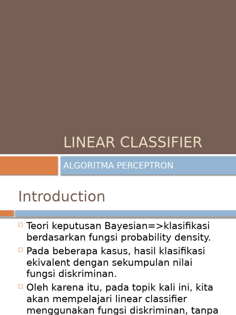 Linear Classifier Perceptron | PDF