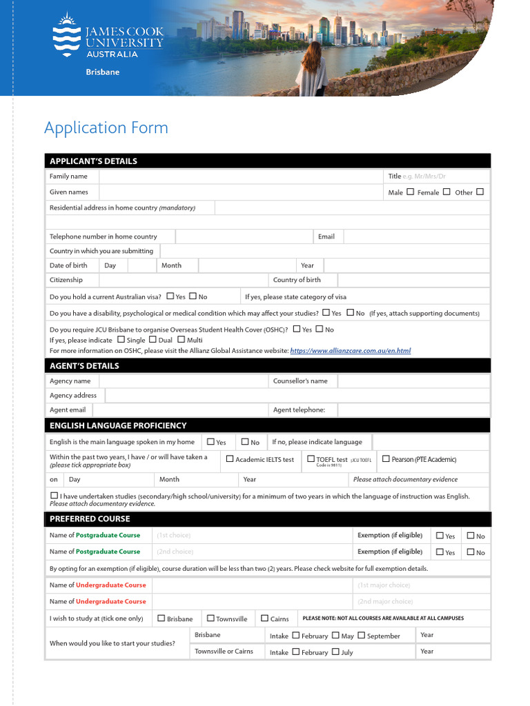 JCUB Generic Application Form 2021 | PDF
