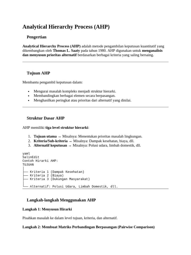 Metode Analytical Hierarchy Process | PDF
