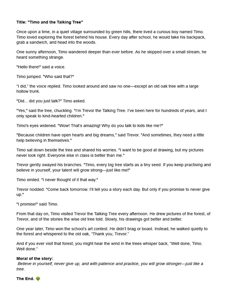 Title - Timo and The Talking Tree | PDF