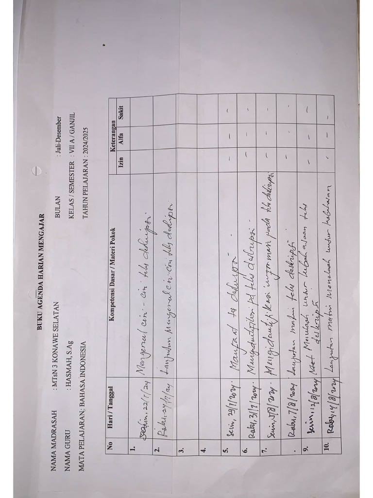 Jurnal Kelas 7A Dan 7B | PDF