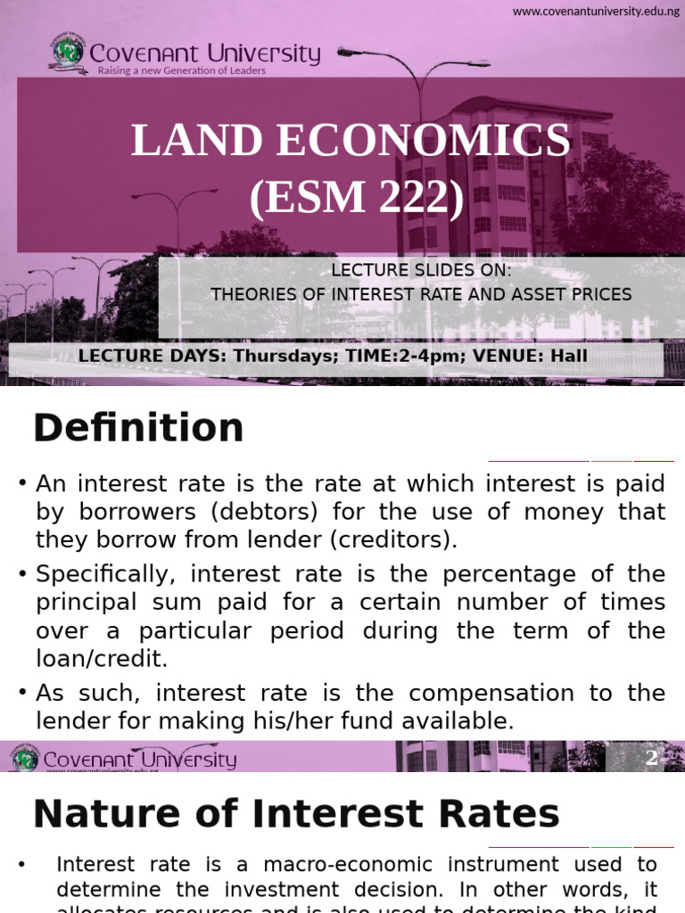 Theories of Interest Rate and Asset Prices | PDF | Interest | Interest ...
