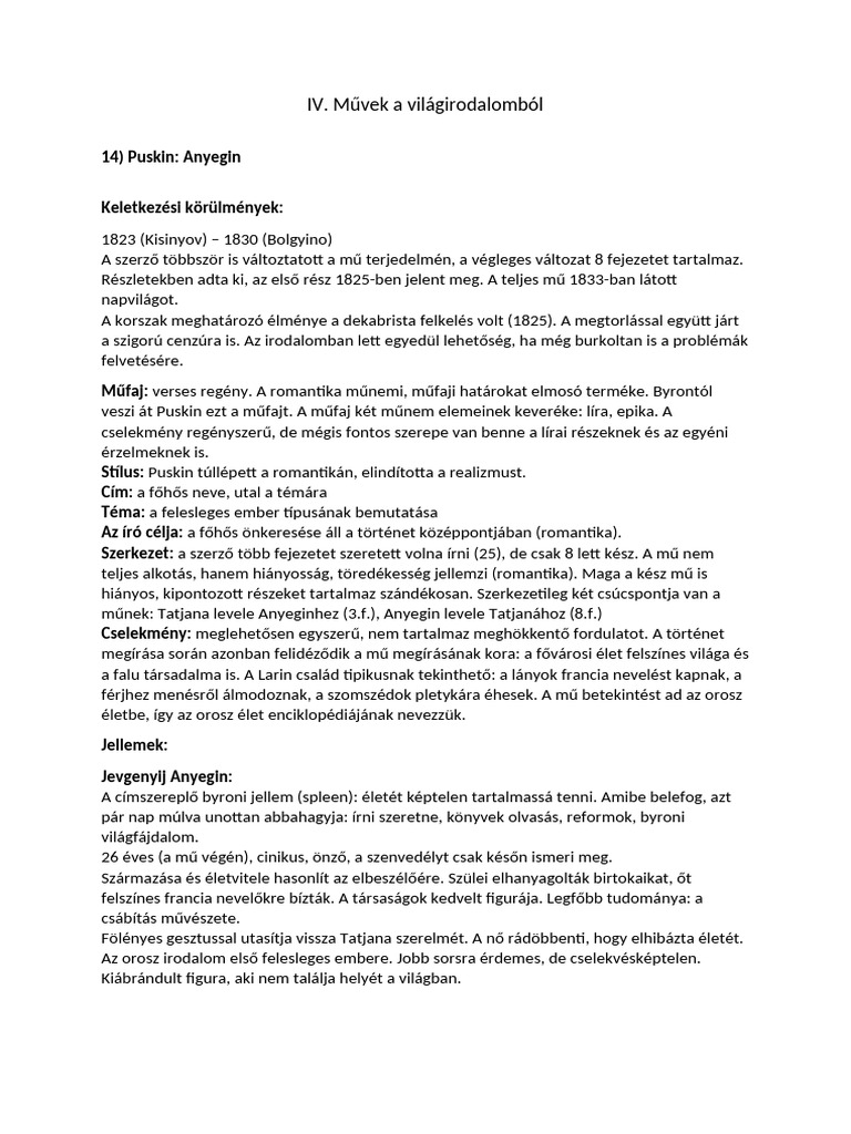 Puskin Anyegin - Docx Másolata | PDF