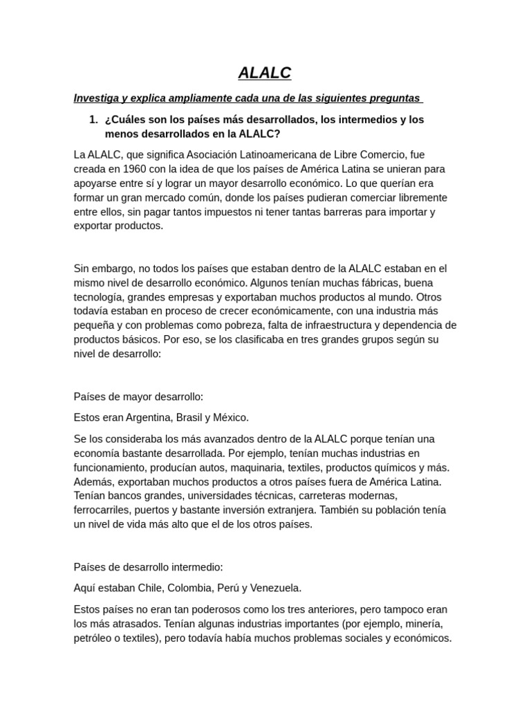 Desarrollo de Países en la ALALC | PDF | America latina | Américas