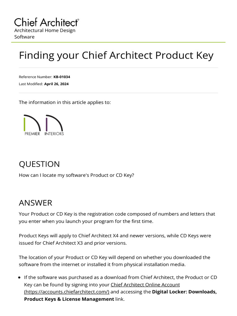 Finding Your Chief Architect Product Key | PDF | Computing