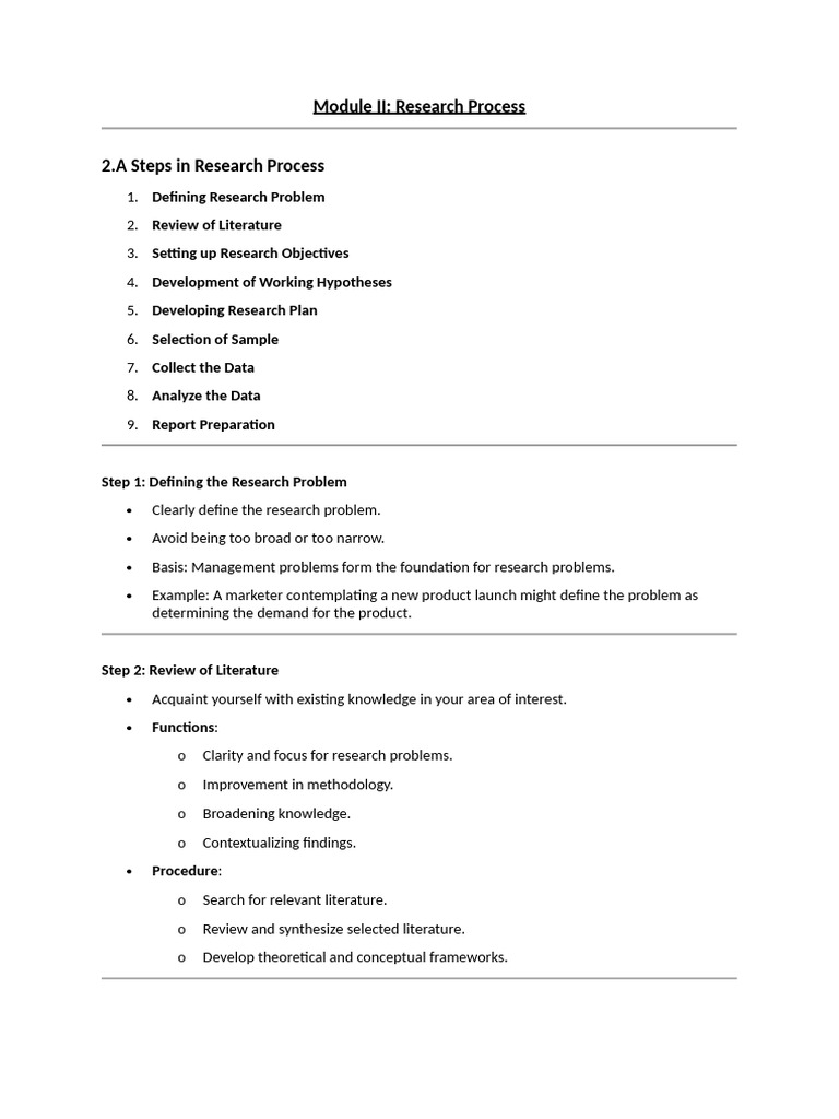 RM MODULE 2 - Research Process | PDF | Sampling (Statistics) | Survey Methodology