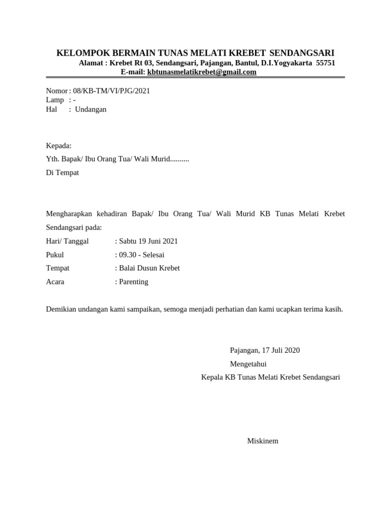 Undangan Parenting 2021 Juni | PDF