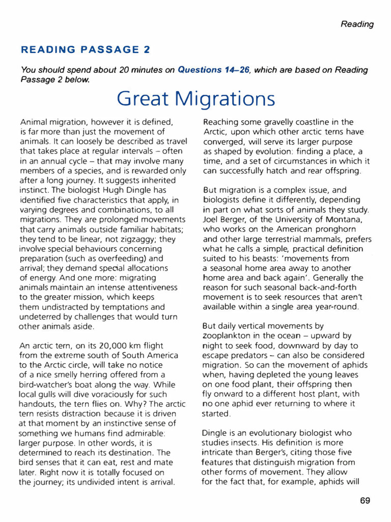 Passage 2 - Great Migrations | PDF | Bird Migration | Biology