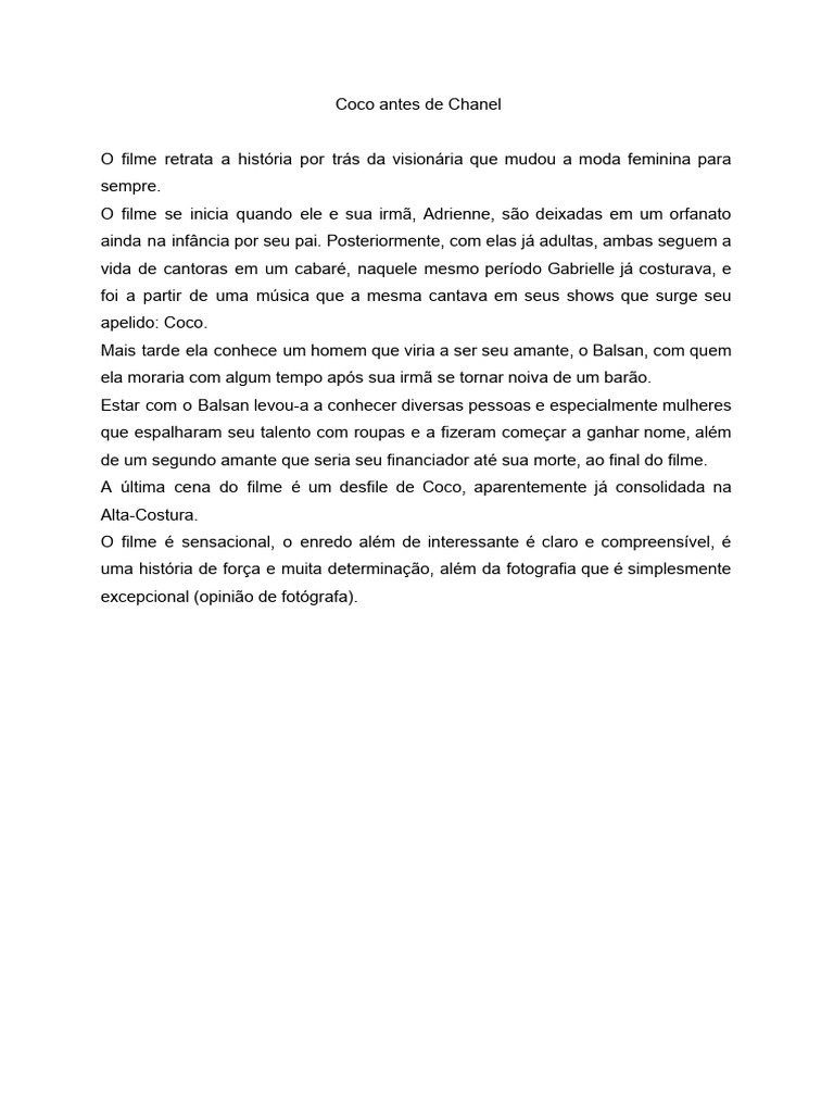 Coco Antes de Chanel | PDF