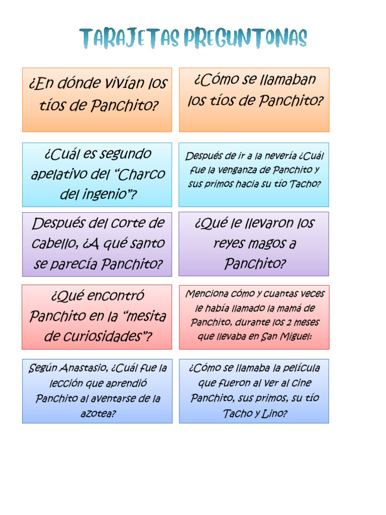 Tarjetas Preguntonas | PDF