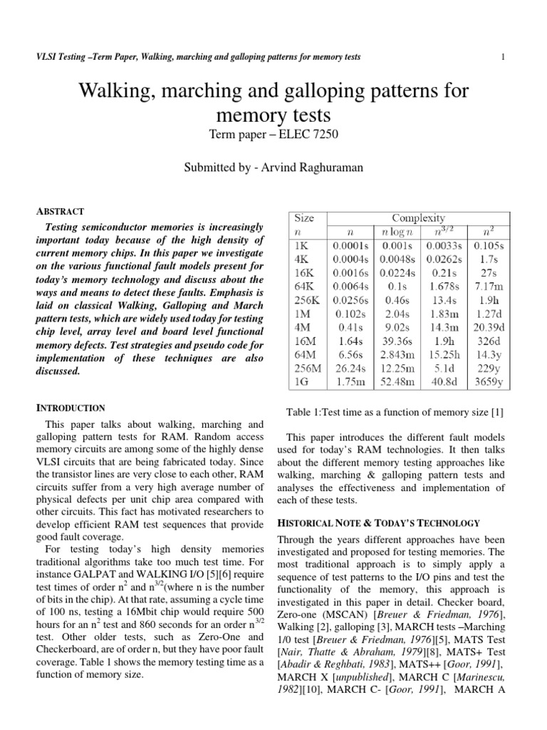 RAM Test Patterns: Walking, March, Galloping | PDF | Random Access ...