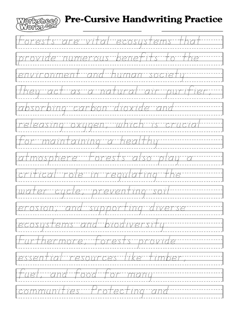 WorksheetWorks PreCursive Handwriting Practice 1 | PDF