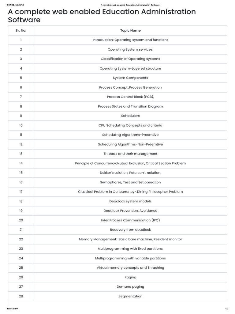 A Complete Web Enabled Education Administration Software | PDF | Process (Computing) | Operating ...