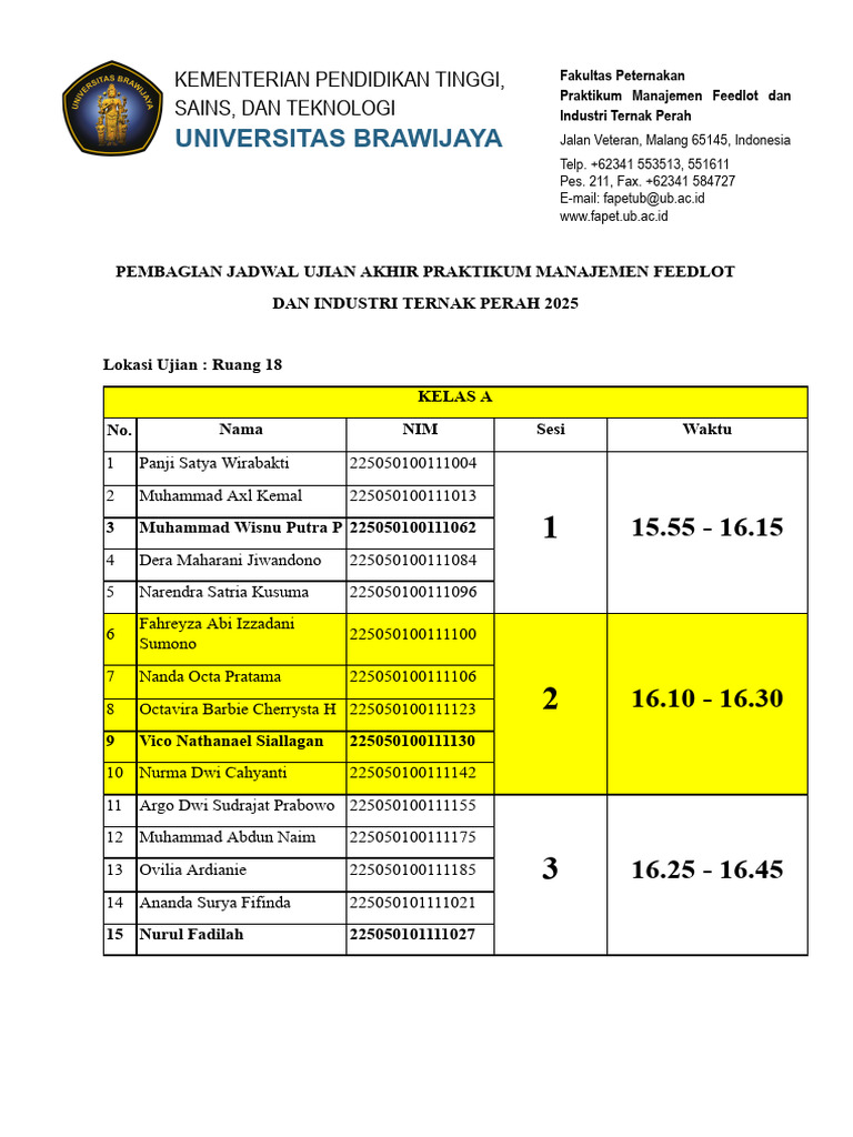 Jadwal Uap Mfitp | PDF