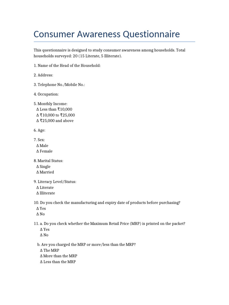 Consumer Awareness Survey Report0 | PDF