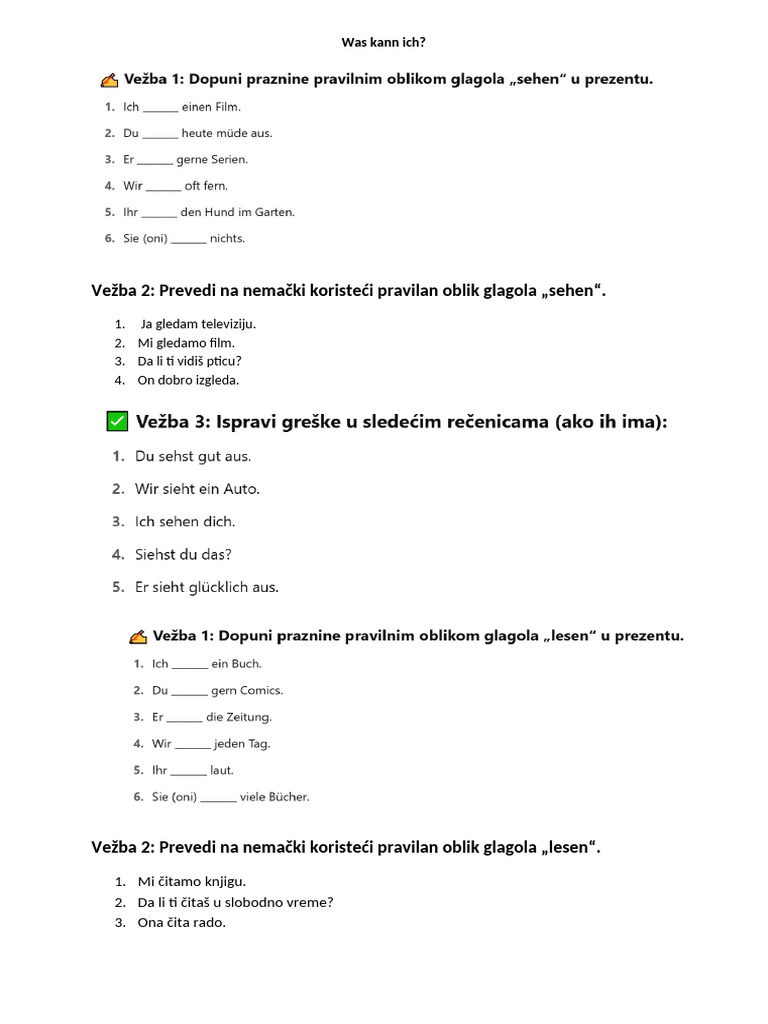 Nepravilni Glagoli 5. Razred | PDF