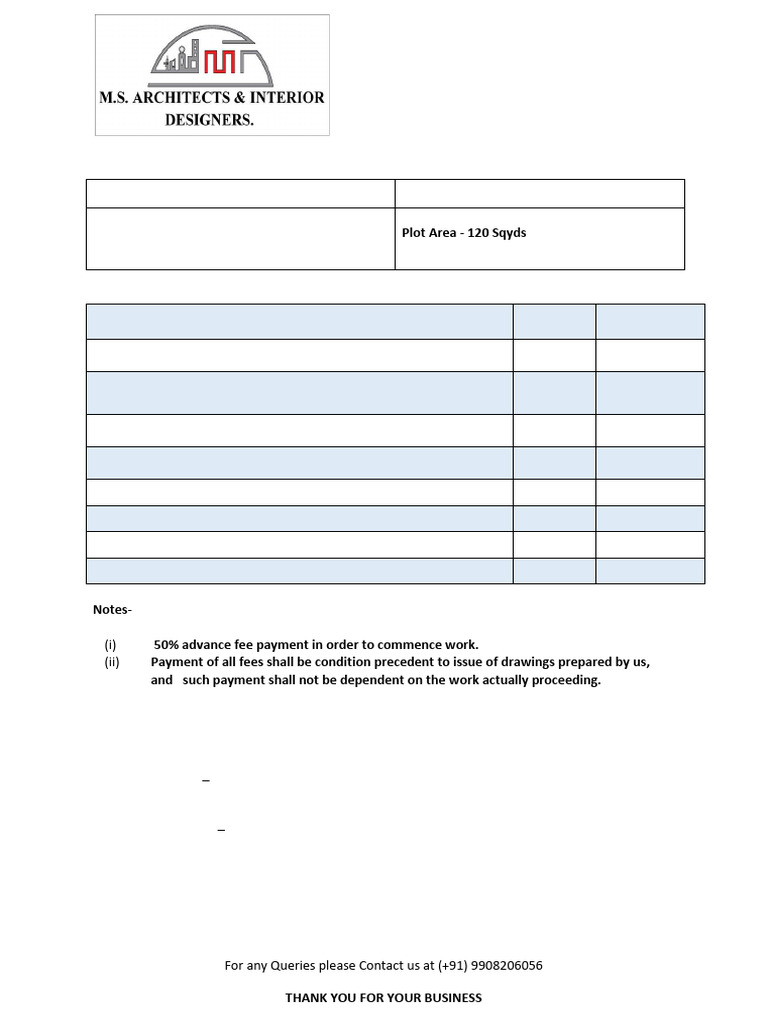 Architectural Design Fees For Shamshabad | PDF