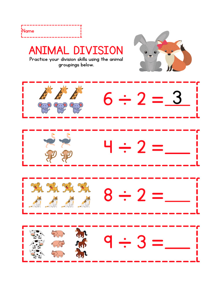 Animal Division Worksheet | PDF