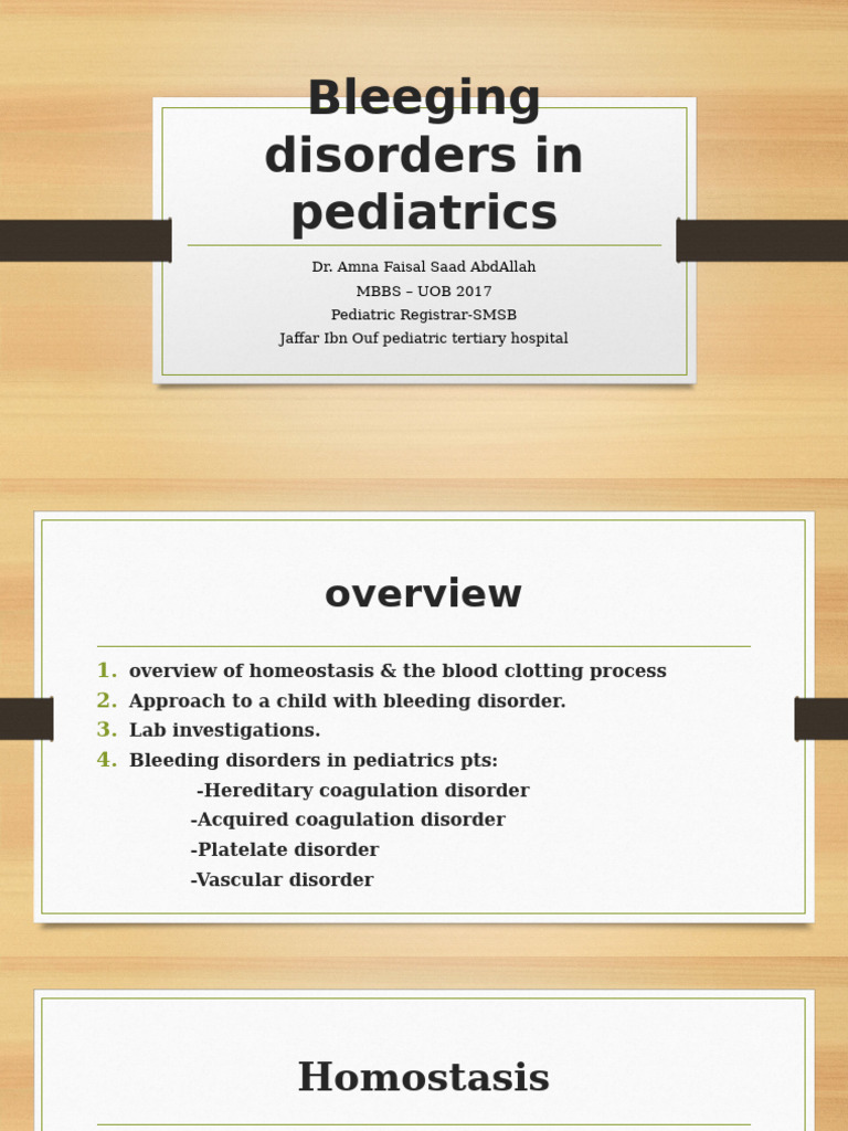 Pediatric Bleeding Disorders Overview | PDF | Coagulation | Bleeding