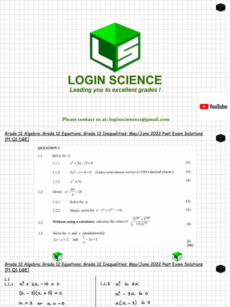 Grade 12 Algebra - Grade 12 Equations, Grade 12 Inequalities - May-June ...